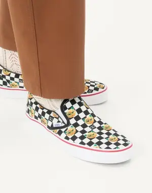 Valentino Garavani X Vans Slip-on Sneakers With Le Chat De La Maison And Vlogo Checkerboard Print