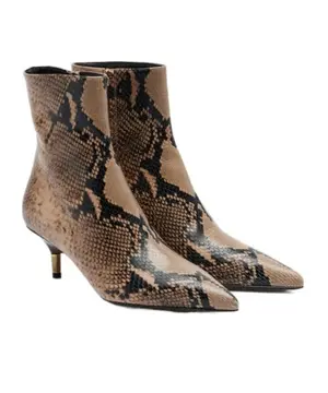 Khaite Bella Snake-effect Leather Ankle Boots - Black