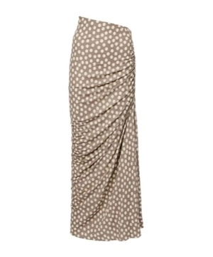 Alaïa Gathered Polka-dot Jersey Maxi Skirt - Grey