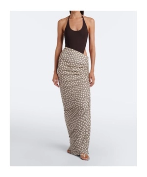 Alaïa Gathered Polka-dot Jersey Maxi Skirt