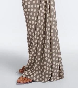 Alaïa Gathered Polka-dot Jersey Maxi Skirt