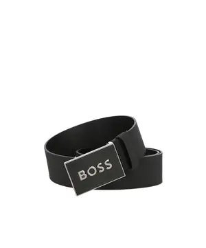 Hugo Boss Logo-lettering Leather Belt - Black