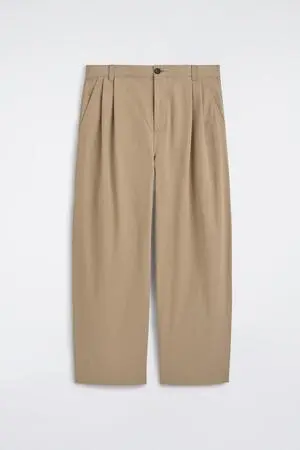 Cos Cotton Relaxed-fit Barrel-leg Utility Pants - Beige