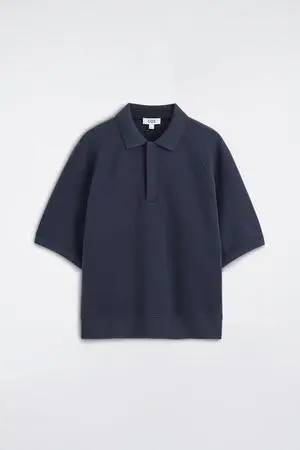 Cos Scuba-jersey Polo Shirt - Navy