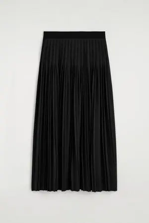 Cos Pleated Crepe Midi Skirt - Black