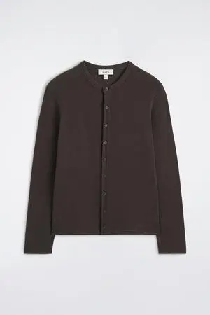 Cos Slim Ribbed Cotton Cardigan - Brown