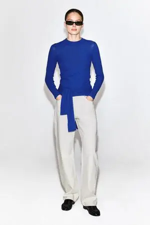 Cos Crepe-jersey Long-sleeved T-shirt - Blue