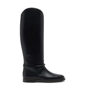 Brunello Cucinelli Monili Leather Knee-high Boots - Black