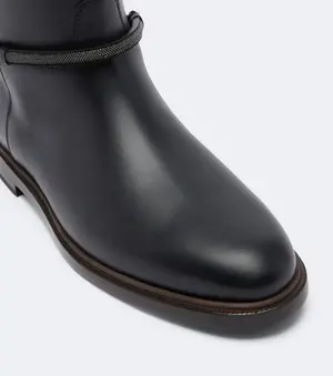 Brunello Cucinelli Monili Leather Knee-high Boots