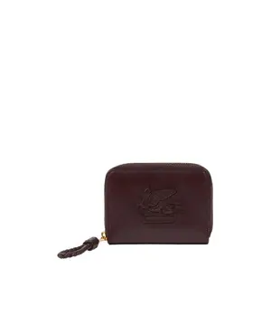 Etro Libra Compact Zip-around Leather Wallet With Pegaso