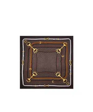 Gucci Printed GG Silk Twill Jacquard Carré Brown