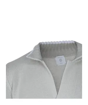 Eleventy Single-breasted Sweater With Ribbed Hem And Cuffs