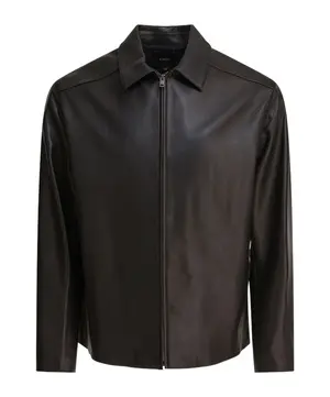 Vince Long-sleeve Leather Jacket - Black