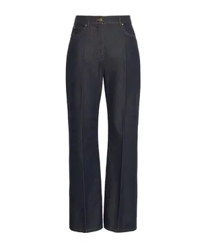 Max Mara Denim-look Cotton Barrel-leg Trousers - Midnight Blue