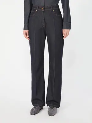 Max Mara Denim-look Cotton Barrel-leg Trousers