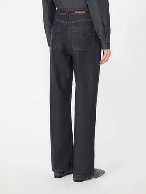 Max Mara Denim-look Cotton Barrel-leg Trousers