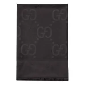 Gucci Gg Jacquard Wool And Silk Scarf - Black