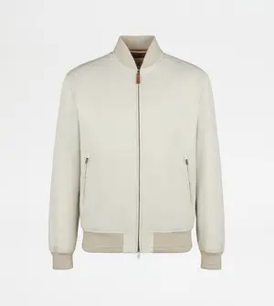 TOD'S Brera Bomber Jacket In Soft Touch Microfiber - White