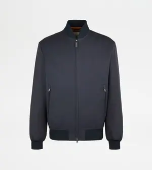 TOD'S Brera Bomber Jacket In Soft Touch Microfiber - Blue