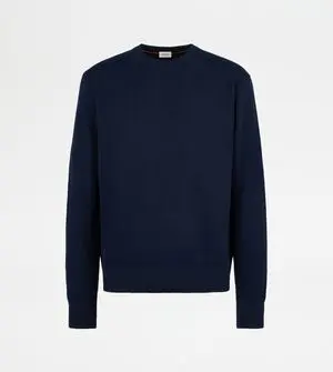 TOD'S Round-neck Pullover In Cashmere - Blue