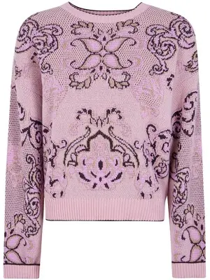 TWINSET Patterned Crew Neck Long Sleeve Sweater