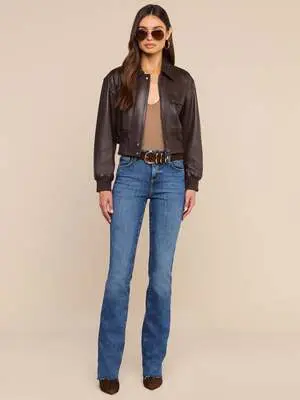 L'Agence Clotilde Cropped Leather Bomber Jacket