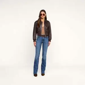 L'Agence Clotilde Cropped Leather Bomber Jacket