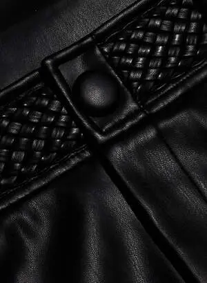 L'Agence Virelle Braided Waistband Vegan Leather Shorts - Black