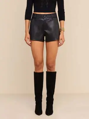 L'Agence Virelle Braided Waistband Vegan Leather Shorts