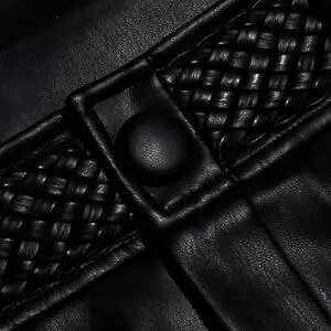 L'Agence Virelle Braided Waistband Vegan Leather Shorts - Black