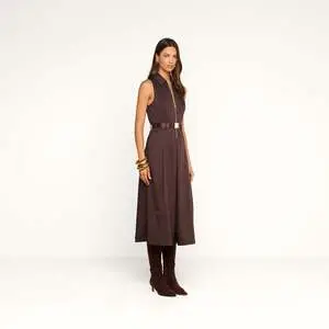 L'Agence Kolton Midi Dress With Belt - Dark Java