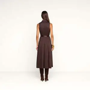 L'Agence Kolton Midi Dress With Belt - Dark Java