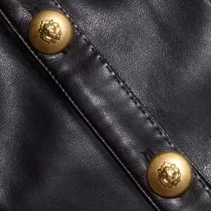 L'Agence Apolline Vegan Leather Collared Mini Dress With Gold Hardware
