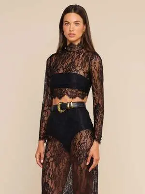 L'Agence Henriette Cropped Lace Top