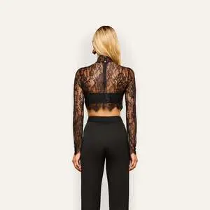 L'AGENCE Henriette Cropped Lace Top