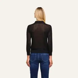 L'Agence Carine Pointelle Knit Top - Black