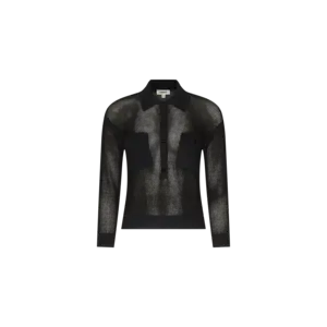 L'Agence Carine Pointelle Knit Top - Black