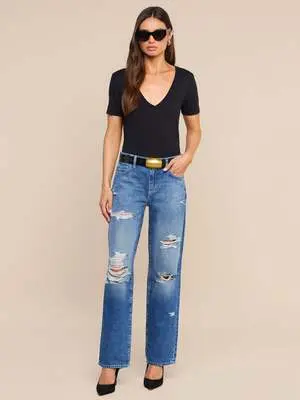 L'Agence Brianna Cotton V-neck T-shirt