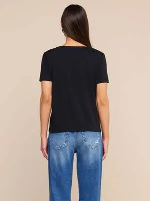 L'Agence Brianna Cotton V-neck T-shirt