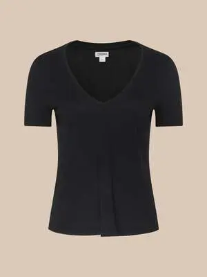 L'Agence Brianna Cotton V-neck T-shirt