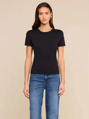L'Agence Aileen Cotton Crewneck T-shirt - Black