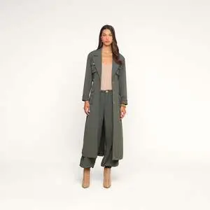 L'Agence Axel Windbreaker Trench - Ash Olive