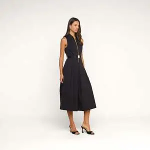 L'Agence Kolton Zip-up Belted Dress - Black