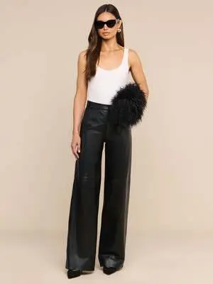 L'Agence Adelina Faux Fur Clutch - Black