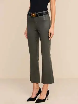 L'Agence Kendra Coated Cropped Flare Jean - Ash Olive Coated