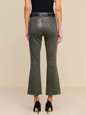 L'Agence Kendra Coated Cropped Flare Jean - Ash Olive Coated