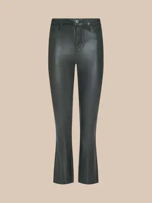 L'Agence Kendra Coated Cropped Flare Jean - Ash Olive Coated