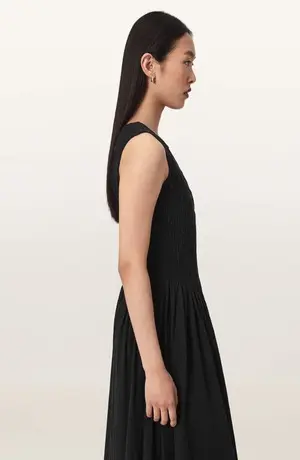 ALLSAINTS Luna Crinkle Maxi Dress - Black