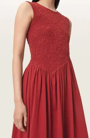 ALLSAINTS Luna Crinkle Maxi Dress - Red