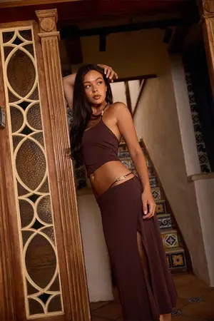 SASHA THERESE Hazel Midi Skirt - Chocolate